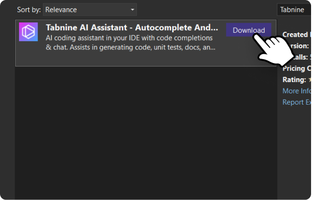 Install Tabnine for Visual Studio | Tabnine AI code assistant
